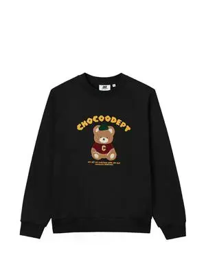 CHOCOOLATE Bear Patch Long Sleeve Sweatshirt - Black