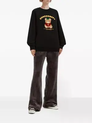 CHOCOOLATE Bear Patch Long Sleeve Sweatshirt - Black