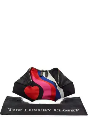 Alexander McQueen De Manta Heart-print Clutch Bag - Black