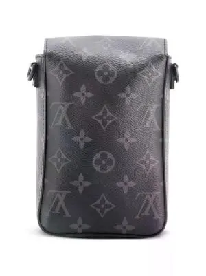 LOUIS VUITTON S Lock Vertical Wearable Wallet Monogram Eclipse Canvas Crossbody Bag - Black