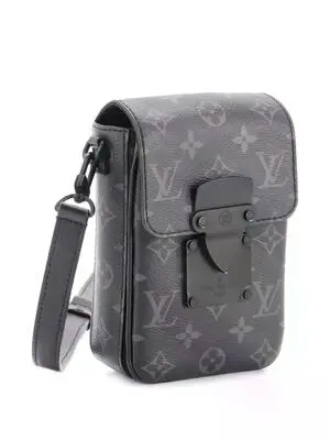 LOUIS VUITTON S Lock Vertical Wearable Wallet Monogram Eclipse Canvas Crossbody Bag - Black