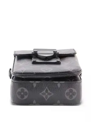 LOUIS VUITTON S Lock Vertical Wearable Wallet Monogram Eclipse Canvas Crossbody Bag - Black