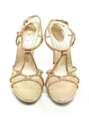 Rene Caovilla Gold Tone Sandals For Women