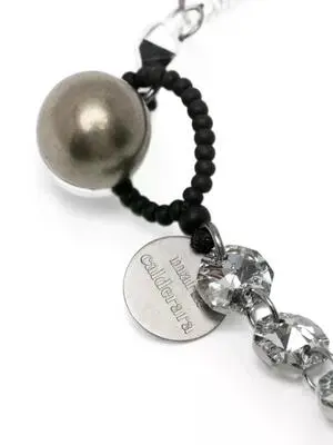 MARIA CALDERARA Crystal-embellished Bead-detail Necklace - Silver