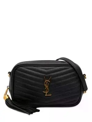 Saint Laurent 2020 Mini Grain De Poudre Monogram Lou Camera Bag Crossbody Bag - Black