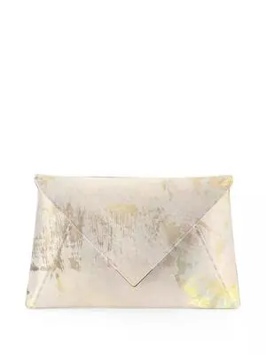 Tyler Ellis Medium Lee Pouchet Metallic-leather Clutch Bags - Neutrals
