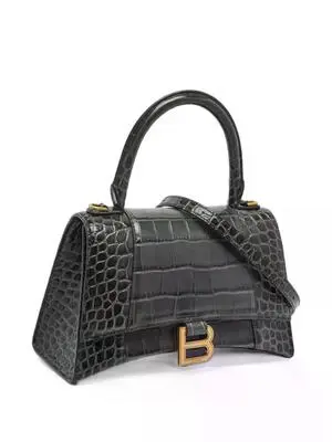 Balenciaga 2023 Hourglass Crocodile-embossed Tote Bag
