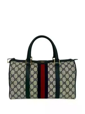 Gucci 20th Century Medium Gg Supreme Ophidia Boston Bag - Neutrals