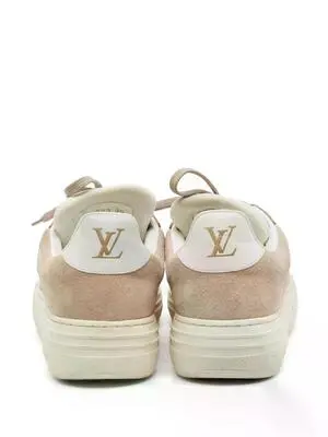 LOUIS VUITTON Beige Monogram Suede Platform Sneakers