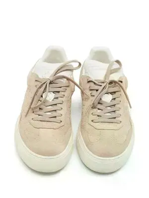 LOUIS VUITTON Beige Monogram Suede Platform Sneakers