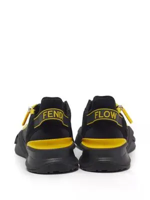 Fendi Flow Ff Fabric And Leather Low-top Sneakers