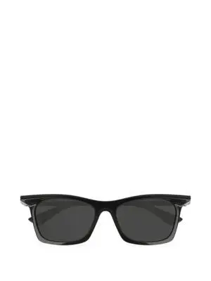 Balenciaga Logo-detail Rectangle-frame Sunglasses - Black