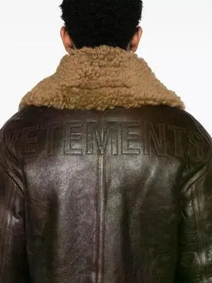 Vetements Oversized Leather And Shearling Jacket