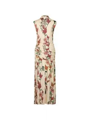 Johanna Ortiz Hibiscus Compass Ruched Maxi Dress
