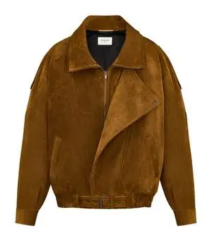 Saint Laurent Suede Belted Bomber Jacket