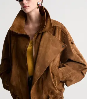Saint Laurent Suede Belted Bomber Jacket