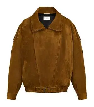 Saint Laurent Suede Belted Bomber Jacket