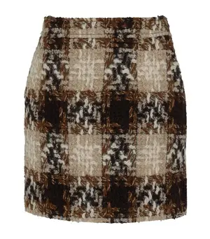 Saint Laurent Wool Tweed Check Mini Skirt