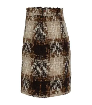 Saint Laurent Wool Tweed Check Mini Skirt
