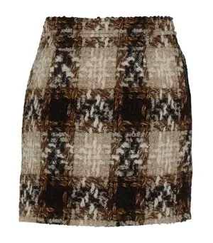 Saint Laurent Wool Tweed Check Mini Skirt