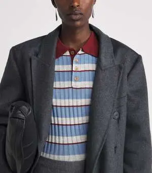 Brandon Maxwell Silk-cashmere Stripe Joni Polo Shirt