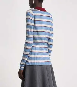 Brandon Maxwell Silk-cashmere Stripe Joni Polo Shirt