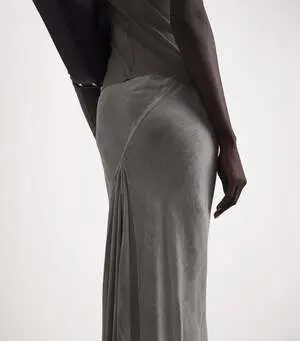 Rick Owens Velvet Midi Slip Skirt - Grey