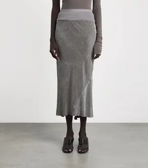 Rick Owens Velvet Midi Slip Skirt - Grey