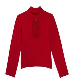 Monnalisa Ribbed Ruffle Rollneck Top