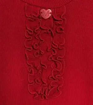 Monnalisa Ribbed Ruffle Rollneck Top