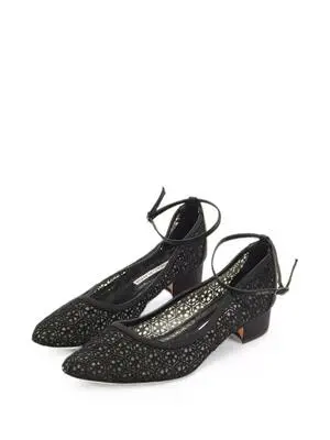 Manolo Blahnik Lace Block Heel Pumps