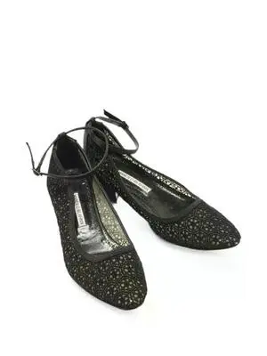 Manolo Blahnik Lace Block Heel Pumps