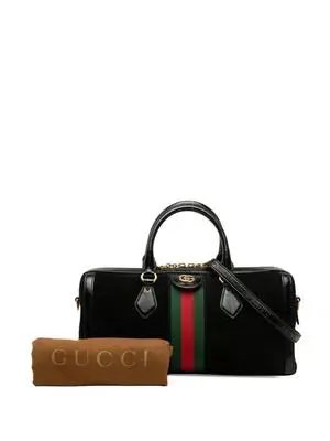 Gucci 2000-2015 Medium Suede Web Ophidia Top Handle Bag Satchel