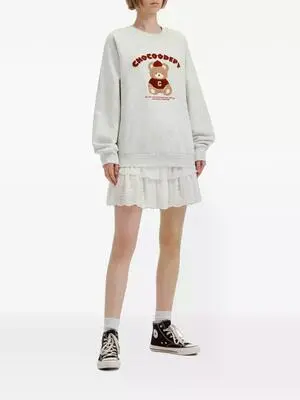 CHOCOOLATE Bear Patch Long Sleeve Sweatshirt - Grey