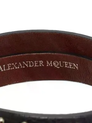 Alexander McQueen Skull Studded Leather Charm Bracelet
