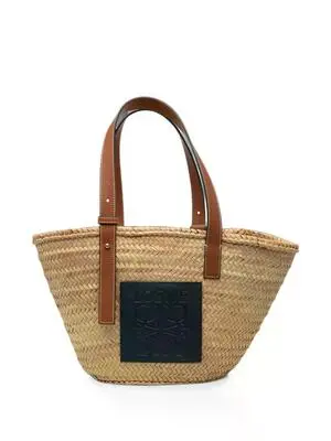 Loewe 2021 Small Raffia Anagram Basket Tote Bag - Neutrals