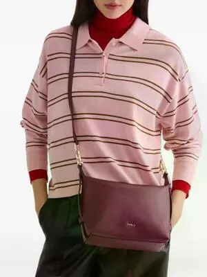 Furla Small Textured Leather Shoulder Bag - Red