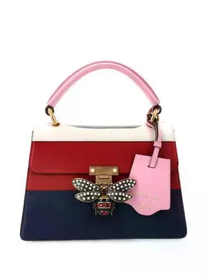 Gucci Queen Margaret Top Handle Bag Colorblock Leather Small Satchel - Blue