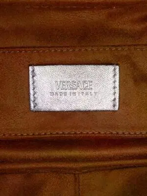 Versace 2000-2026 Metallic Leather Tag Bowling Bag Shoulder Bag