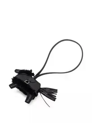 Hermès 2026 Milo Lambskin Shearling Rodeo Robeo Plush Bag Charm Pm Key Chain - Black