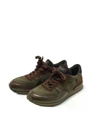 TOD'S Paneled Leather Low-top Sneakers - Green