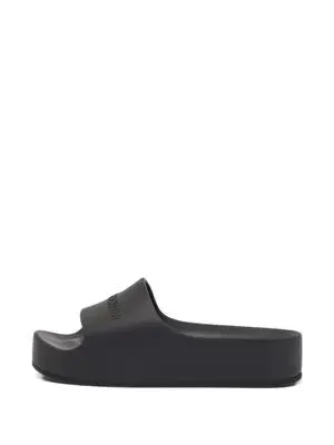 Balenciaga Logo Chunky Pool Slides - Black