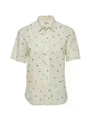 Saint Laurent Star-print Short-sleeve Shirt - Neutrals