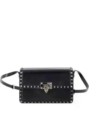 Valentino Garavani Rockstud23 Leather East West Shoulder Bag - Black