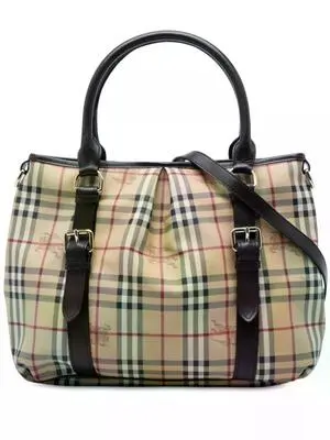 Burberry 2000-2017 Large Haymarket Check Coated Canvas Northfield Satchel - Neutrals