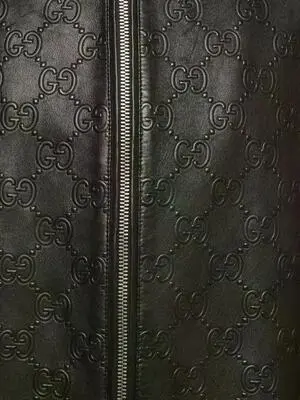Gucci Gg Monogram Leather Bomber Jacket