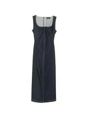 Sportmax Square Neck Sleeveless Denim Midi Dress - Blue