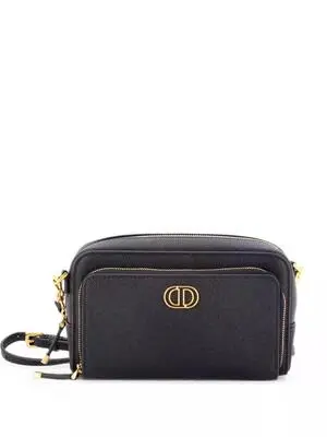 Dior Caro Double Pouch Leather Crossbody Bag - Black