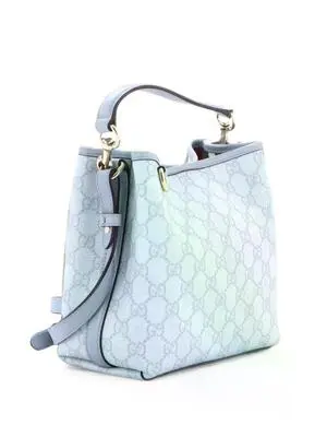 Gucci Gg Emblem Gg Coated Canvas Small Bucket Bag - Blue