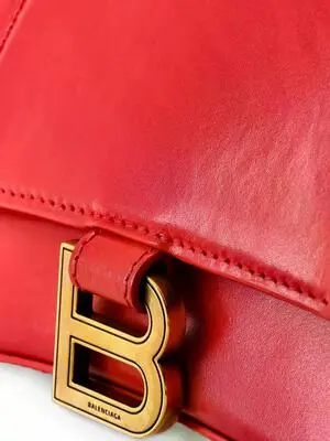 Balenciaga Hourglass Top Handle Bag Small Leather Satchel - Red